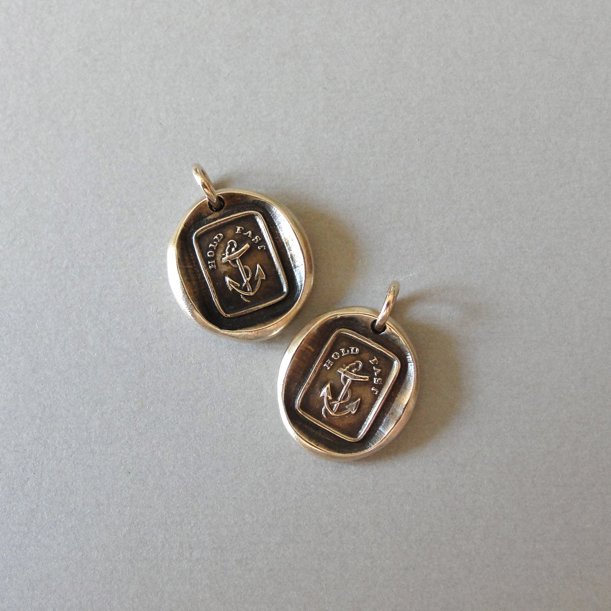 Hold Fast - Bronze Anchor Wax Seal Charm - Antique Hope Motto Pendant ...