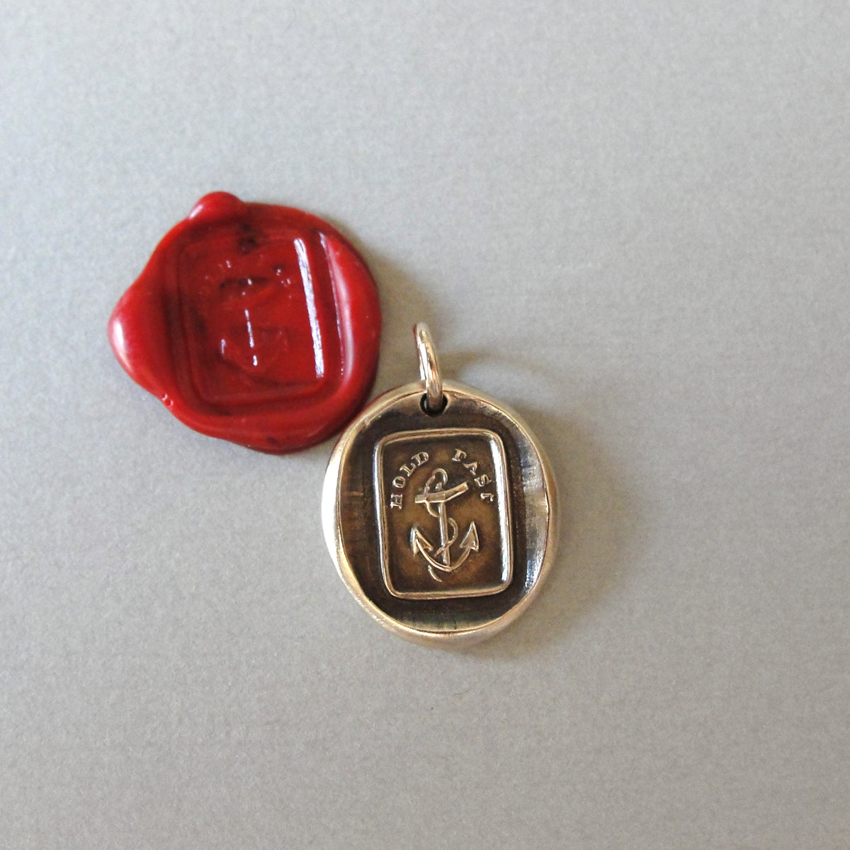 Hold Fast - Bronze Anchor Wax Seal Charm - Antique Hope Motto Pendant ...